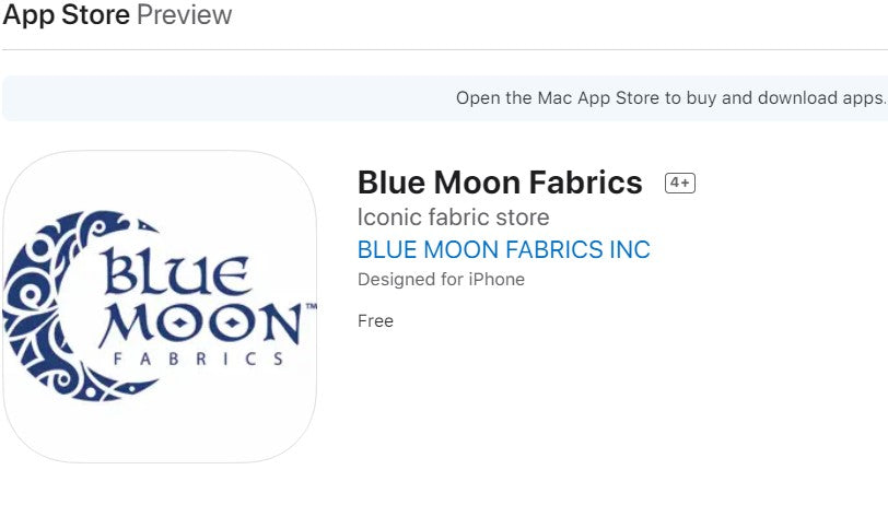 Shopping made easier with Blue Moon Fabrics App!