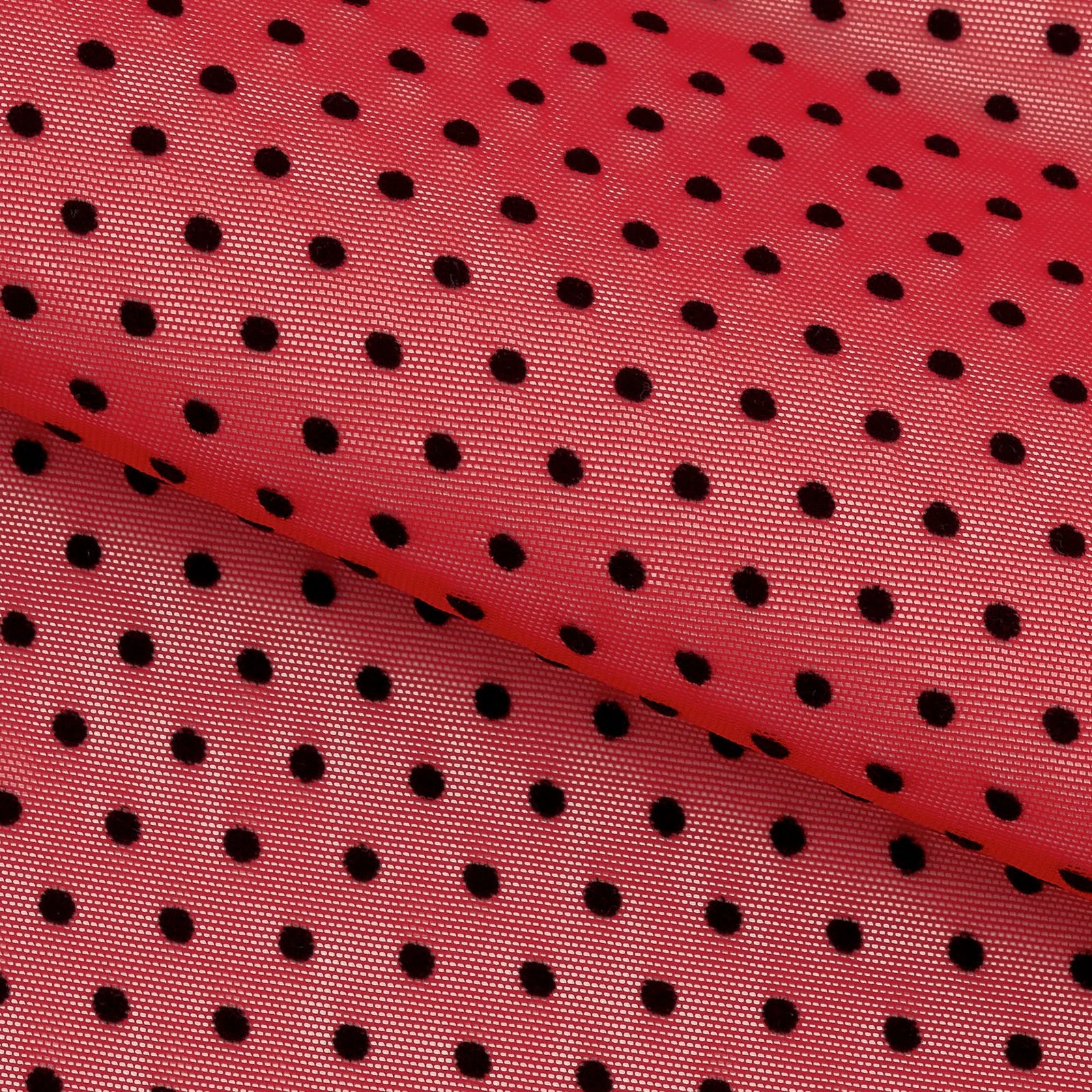 Polka Dot Flocked Stretch Mesh Fabric | Blue Moon Fabrics