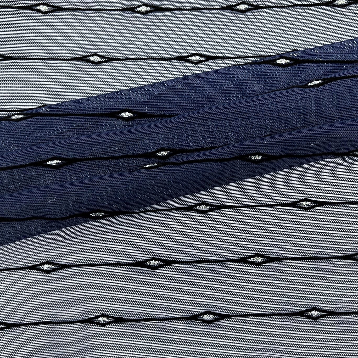 Linear Flocked Stretch Mesh | Blue Moon Fabrics