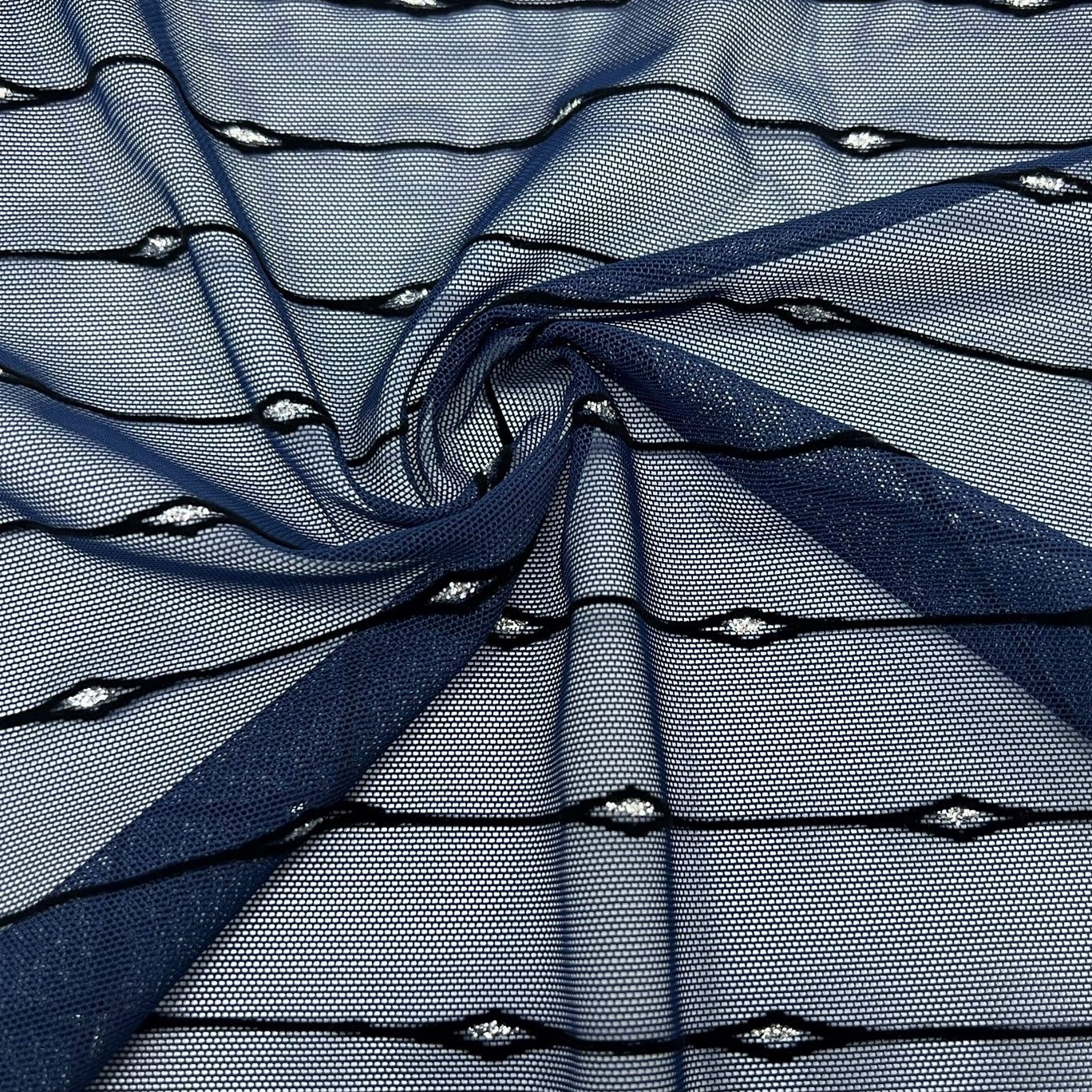 Linear Flocked Stretch Mesh | Blue Moon Fabrics