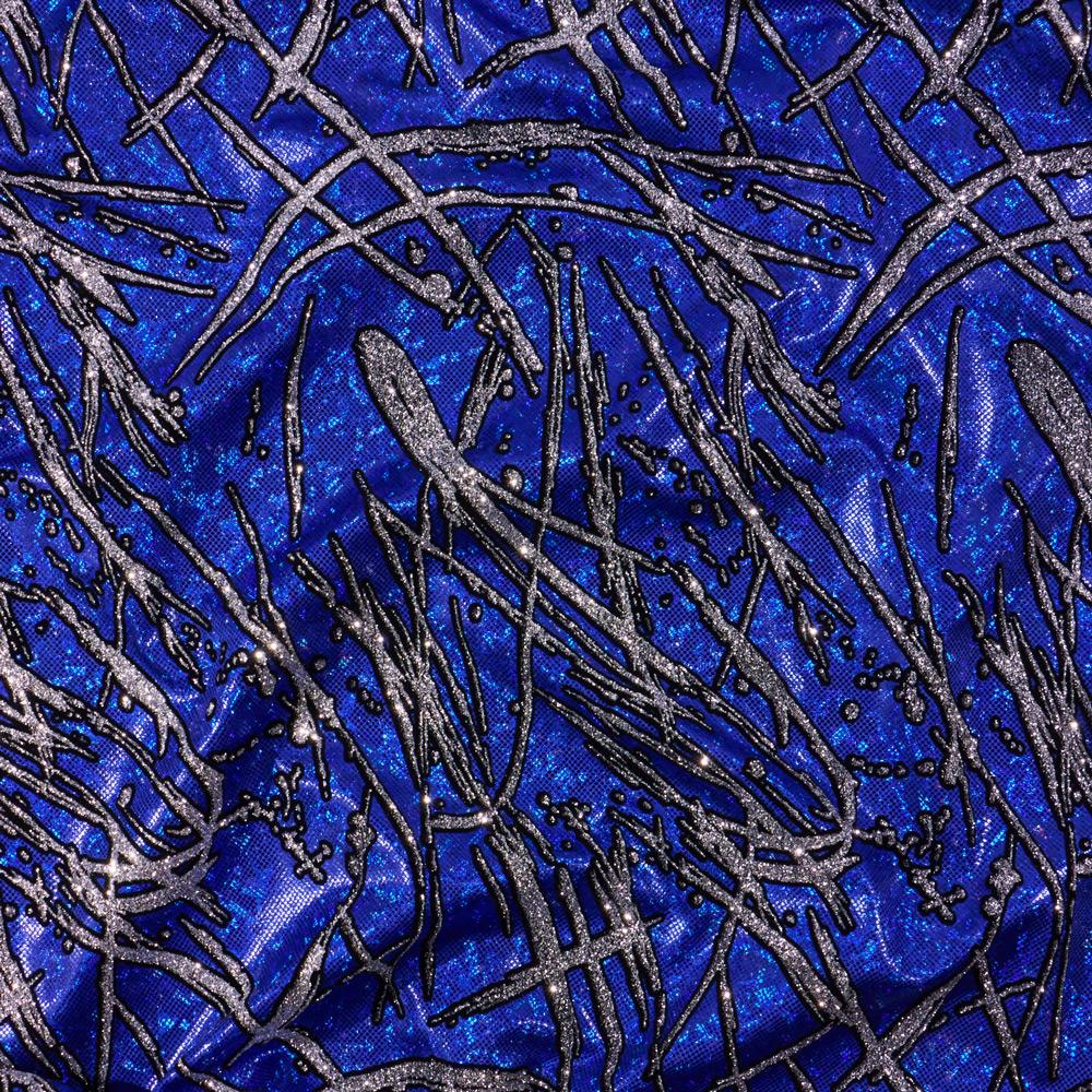 Pollock Shattered Glass Foiled Spandex Fabric | Blue Moon Fabrics